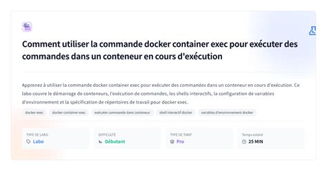 Comment Utiliser Docker Container Exec Pour Exécuter Des Commandes Dans