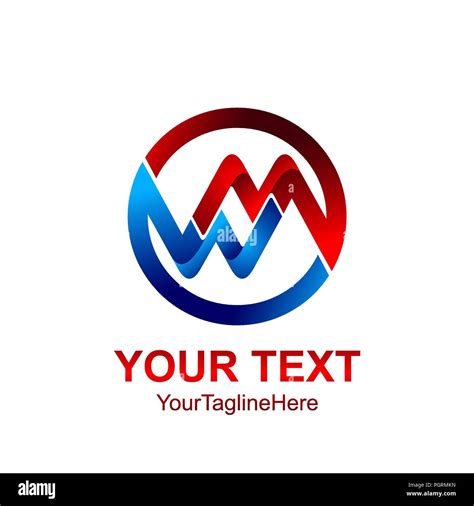 Initial Letter Mw Or Wm Logo Template Colored Red Blue Circle Design