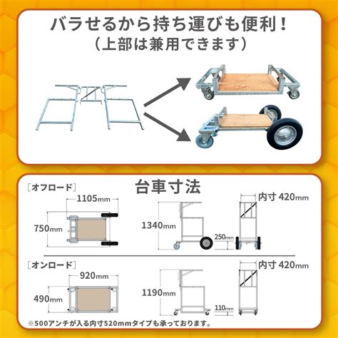 足場コウリツラボ縦置き台車140kgの資材が一気に運べる