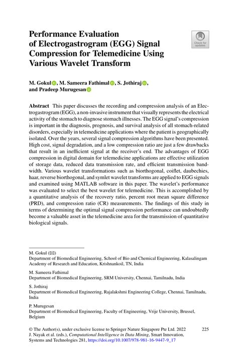 Pdf Performance Evaluation Of Electrogastrogram Egg Signal Compression For Telemedicine