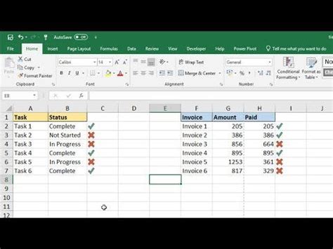 Insert A Tick Symbol In Excel Examples Excel Symbols Ticks