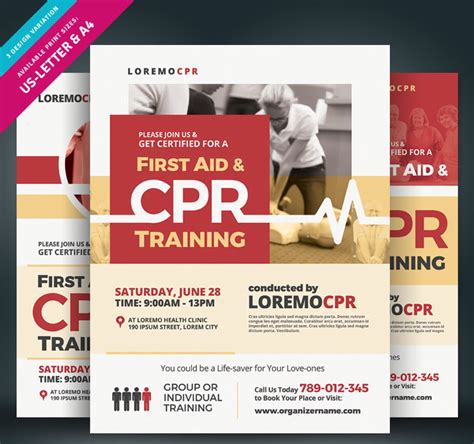 First Aid And Cpr Training Flyer Corporate Identity Template