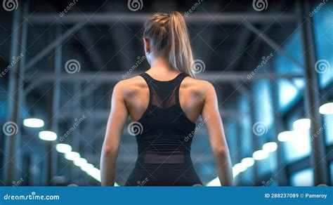 Black Attired Fitness Enthusiast Strikes A Pose In The Gym Generative Ai Stock Illustration
