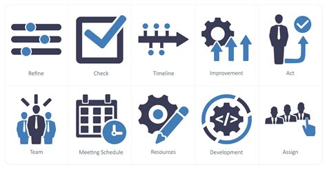 A Set Of 10 Action Plan Icons As Refine Check Timeline Improvement
