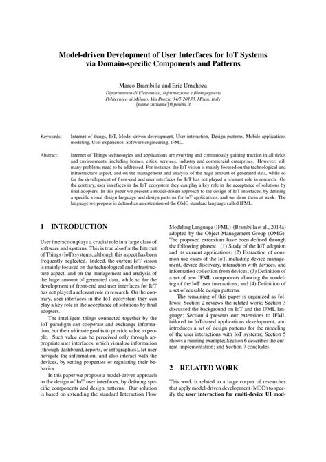 Pdf Model Driven Development Of User Interfaces For Iot Systems Via Domain Specific Components