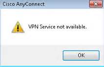 Cisco Anyconnect Failed VPN Service Not Available VPN Agent Service Not Responding Cisco