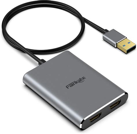 Fairikabe Adaptador USB A HDMI Dual K Hz Adaptadores USB A HDMI Para MonitoresTV