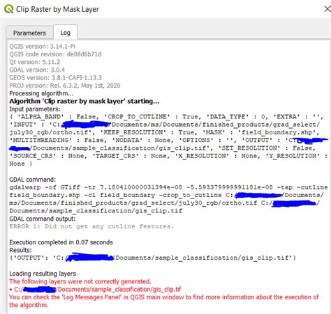 Trouble Clipping RGB Raster In QGIS Layer Not Created Geographic Information Systems Stack
