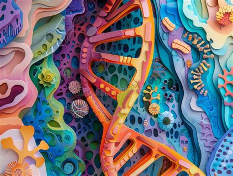 An Elaborate Papercut Showing A Dna Double Helix Surrounded By