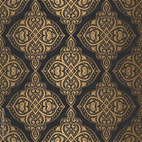 Gold And Black Vintage Vector Seamless Pattern Wallpaper Elegant
