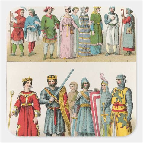 French Dress Square Sticker Zazzle French Dress Medieval Fashion