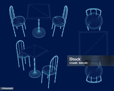 벡터 일러스트 레이 션 절연 윤곽 테이블 및 두 개의 의자 세트 등각투영 평면도 0명에 대한 스톡 벡터 아트 및 기타 이미지 0명 6 가구 Istock
