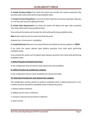 Availability Check In SAP SD PDF