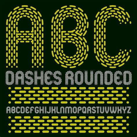 고립 된 유행 벡터 대문자 영어 알파벳 문자의 집합입니다 둥근 굵은 글꼴 복고풍 포스터 디자인 요소로 사용하기 위한 활자 평행 파선으로 만들어졌습니다 프리미엄 벡터