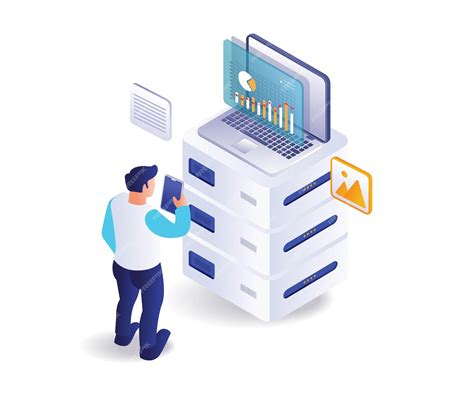premium vector man analyzing server data
