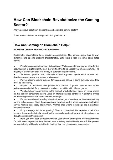 Ppt How Can Blockchain Revolutionize The Gaming Sector Powerpoint