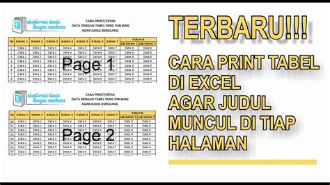 Cara Print Tabel Di Excel Agar Judul Muncul Di Setiap Halaman YouTube