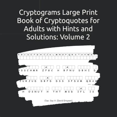 Cryptograms Large Print Book Of Cryptoquotes For Adults With Hints And