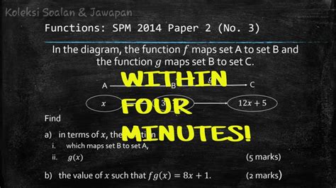 Spm Additional Mathematics 2014 Paper 2 Number 3 Functions Composite