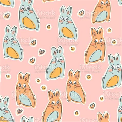 귀여운 귀 엽 다 토끼 완벽 한 패턴입니다 벡터 배경입니다 그것은 당신의 블로그에 대 한 배경 화면 바탕 화면 카드 의류 디자인 인쇄 포장 직물 또는 배경으로 사용할 수