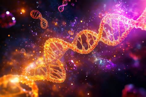 Abstract Dna Strands Illuminated In Radiant Orange And Pink Spiraling