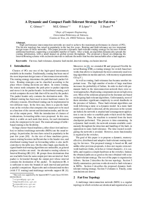 Pdf A Dynamic And Compact Fault Tolerant Strategy For Fat Tree