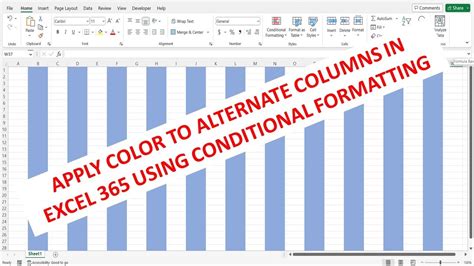 Apply Color To Alternate Columns In Excel 365 Using Conditional Formatting Youtube