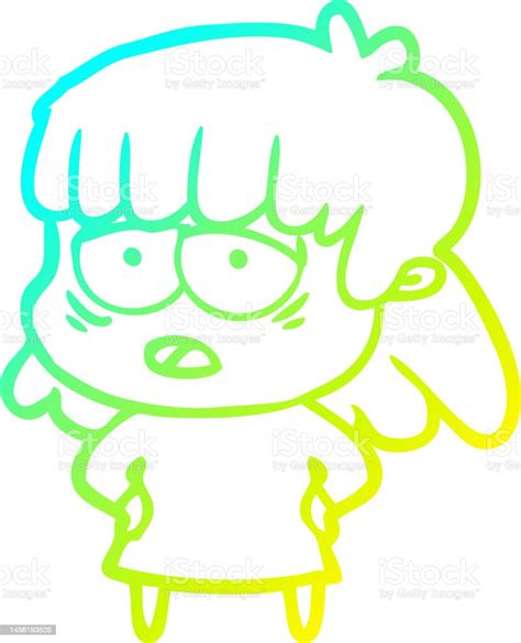 만화 피곤한 여자의 차가운 그라데이션 선 그리기 그라데이션에 대한 스톡 벡터 아트 및 기타 이미지 그라데이션 기진맥진 낙서 드로잉 Istock