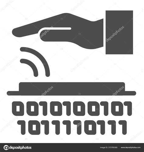 Palm Recognition Solid Icon Verification Palmprint System Vector Illustration Isolated On White
