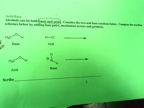 SOLVED Alcohols Can Be Both Bases And Acids Consider The Two Acid Base Reactions Below