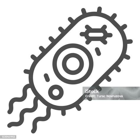 바이러스 성 미생물 라인 아이콘입니다 위험 미생물 세포 또는 박테리아 는 흰색 배경에 스타일 그림을 윤곽 모바일 개념 및 웹 디자인을위한 코로나 바이러스 타원형 간균 벡터