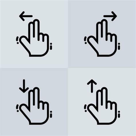 선 스타일의 터치 스크린 손 제스처 그림 프리미엄 벡터