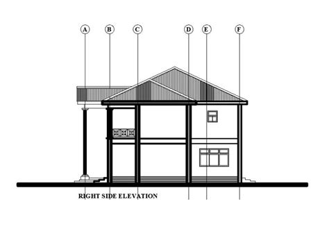 Right Side Elevation Of 21x15m Show Room Plan Is Given In This Autocad Drawing File This Is G 1