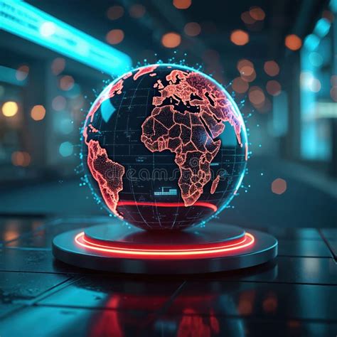 Futuristic Digital Globe Displaying Data Visualizations In High Tech