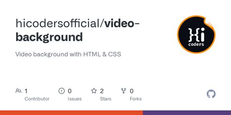 GitHub Hicodersofficial Video Background Video Background With HTML
