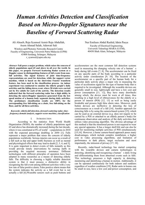 Pdf Human Activities Detection And Classification Based On Micro Doppler Signatures Near The