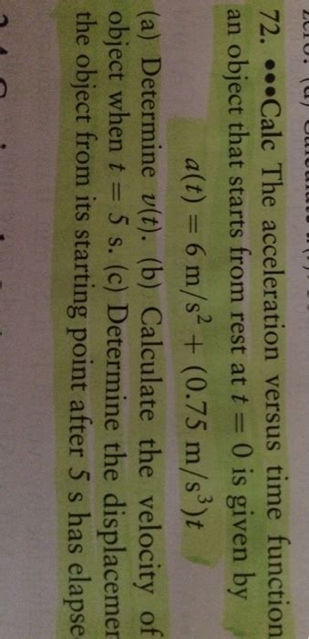 Solved Calc The Acceleration Versus Time Function An Object