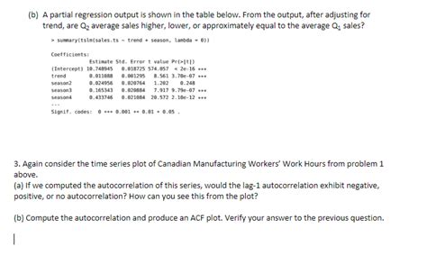 Solved B A Partial Regression Output Is Shown In The Table