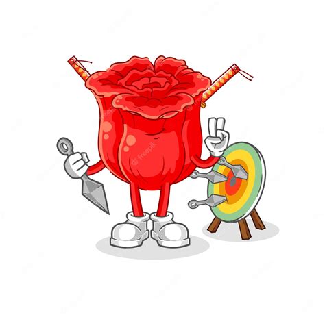 Premium Vector Rose Ninja Cartoon Character Vector