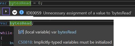 unnecessary assignment is necessary r csharp