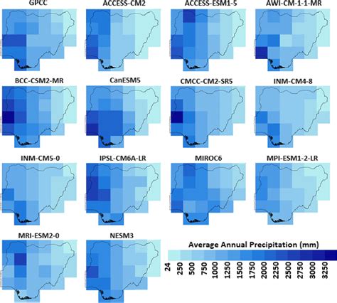 spatial comparisons of historical gcms with gpcc average annual
