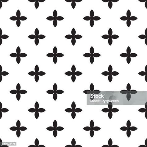 흰색 바탕에 대각선 배열에 검은 네 잎 꽃의 추상적인 벡터 원활한 패턴 모자이크 간단한 평면 자연 디자인 벽지 0명에 대한 스톡 벡터 아트 및 기타 이미지 Istock