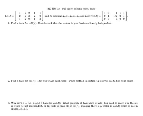 Solved Null Space Column Space BasisLet Chegg