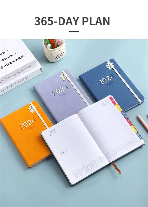 1pc 2024 영어 달력북 A5 노트북 시간 관리 효율성 매뉴얼 365일 일일 주간 월간 플래너 노트북 사 Temu
