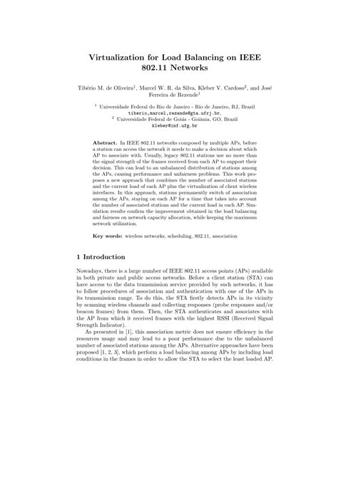 Pdf Virtualization For Load Balancing On Ieee 80211 Networks