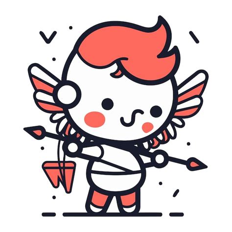 Premium Vector Cute Cupid Holding A Bow And Arrow Vector Illustration