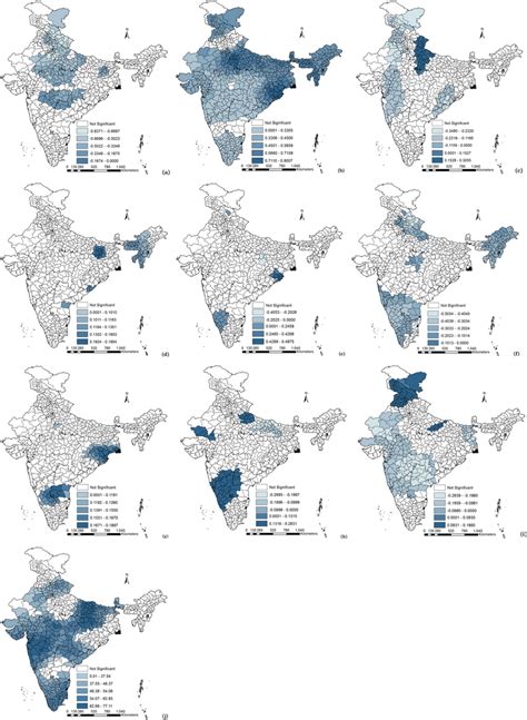 Spatial Distribution Of The Gwr Significant Local Coefficients Of