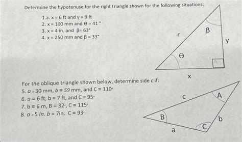 Solved Determine The Hypotenuse For The Right Triangle Shown Chegg