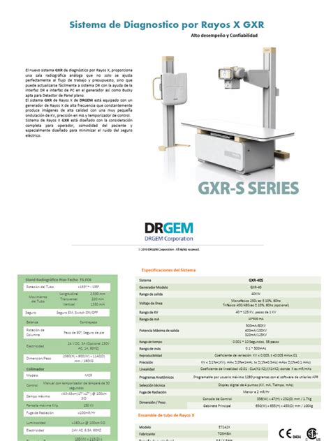 Drgem Gxr 32 Sistema De Diagnostico Por Rayos X Gxr Pdf Rayo X Cantidades Fisicas
