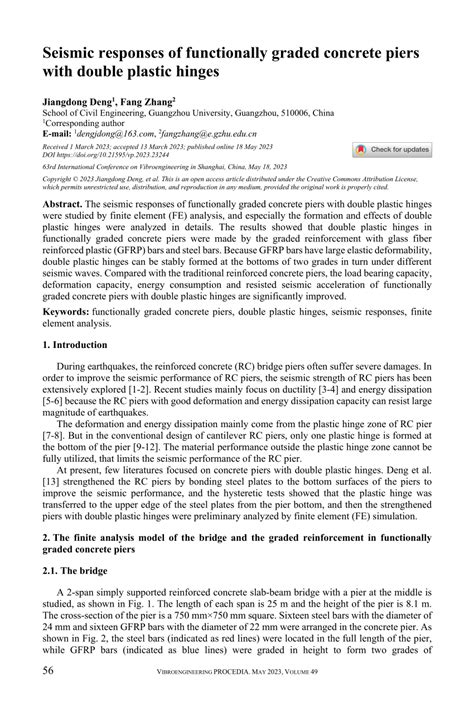 Pdf Seismic Responses Of Functionally Graded Concrete Piers With Double Plastic Hinges